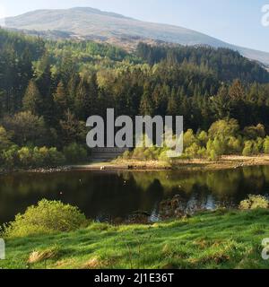 Llynau Mymbyr a lake near Capel Curig in Snowdonia National Park ...