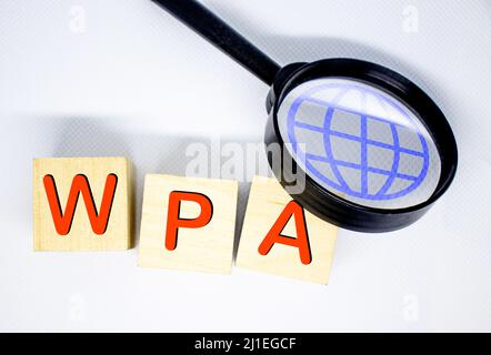 acronym wpa for Wi-Fi Protected Access concept represented by black and ...