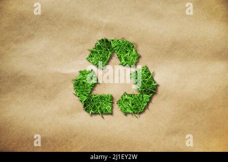 Craft paper on grass, recycling concept, top view Stock Photo - Alamy