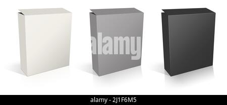 Three Software Boxes blank template white, grey and black for ...
