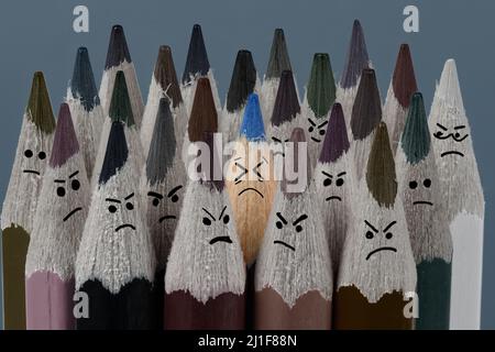 Black and white pencil drawing angry expression monster Stock Photo - Alamy