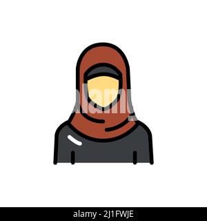 Arabic woman in hijab amira line color icon. Isolated vector element ...