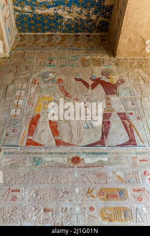 Mural painting, God Horus, Anubis, pharao, pharaohs, tomb of Ramses I ...