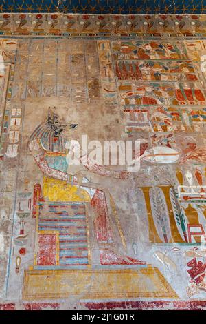 Mural painting, God Horus, Anubis, pharao, pharaohs, tomb of Ramses I ...