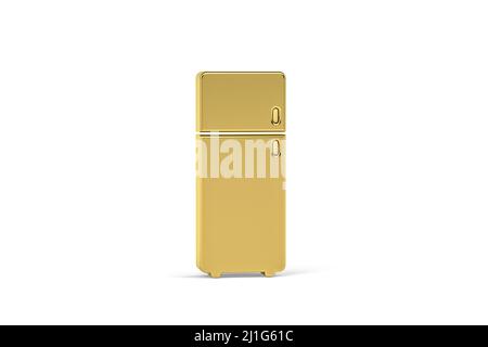 Golden 3d fridge icon isolated on white background - 3d render Stock ...