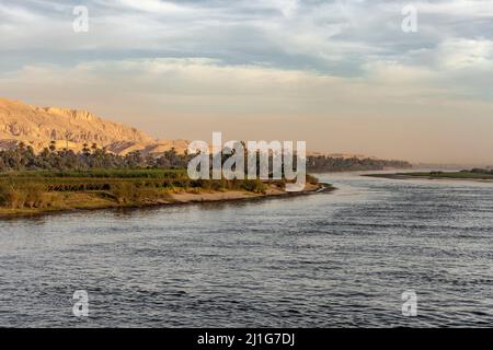 Picturesque scenery of the Nile River. Cruise on the Nile. View of the ...