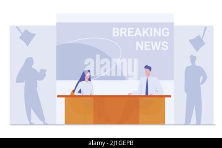 News Reporter Anchor Woman Newsroom Man Talk Show Host Stick Figure ...