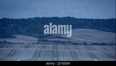Image of mathematical equations over landscape Stock Photo - Alamy