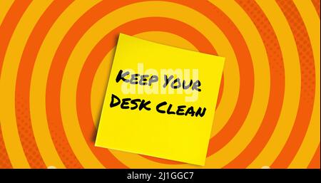 Image of keep your desk clean note and office items on desk Stock Photo ...