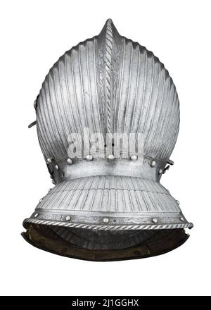 Medieval French Burgonet with Falling Buffe. ca. 1550 The medallions on ...