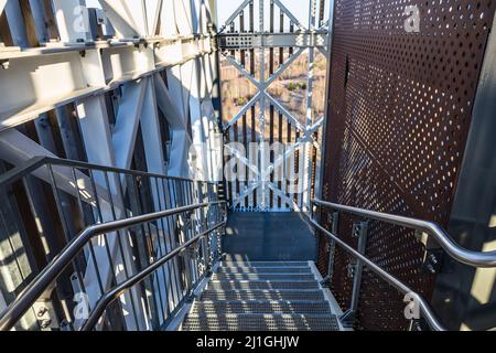 Steel construction with steel handrails and fall protection Stock Photo ...