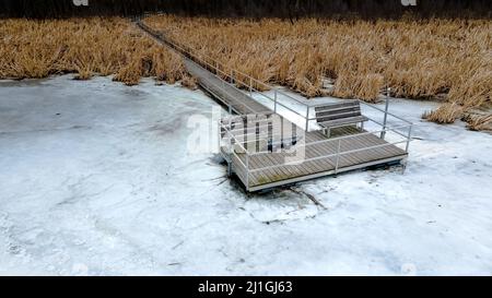 Ice and snow is starting to melt as spring approaches. A natural view ...