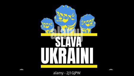 Image of slava ukraini text over world map and ukraine flag Stock Photo ...