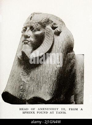 Head of Amenemhet III, from a Sphinx found at Tanis. Amenemhat III ...