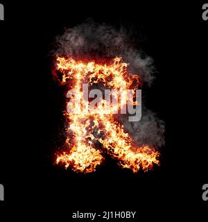 Letter R. Fire and smoke alphabet over black background Stock Photo - Alamy