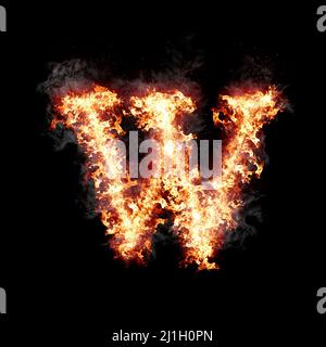 Letter W. Fire and smoke alphabet over black background Stock Photo - Alamy