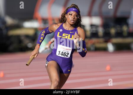 Amber Anning runs the 400m leg on the LSU Tigers women's distance ...