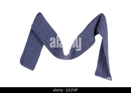 unfolded blue wool scarf isolated on white background. High quality ...