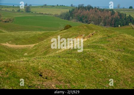 Offa's Dyke: section on the western slope of Llanfair Hill Stock Photo ...