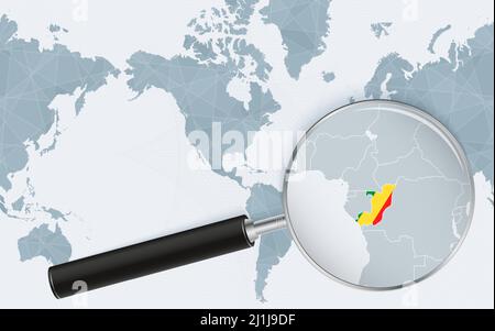 World map with magnified Congo. Congo flag and map Stock Vector Image ...