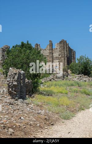 Aspendos Ancient City. Aspendos acropolis city ruins, cisterns ...