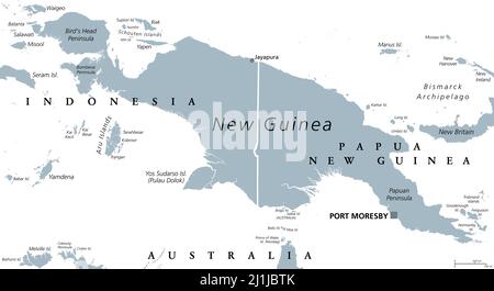 Papua New Guinea political map with capital Port Moresby. English ...