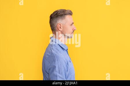 hoary man profile with grizzled hairstyle. mature man with gray beard ...