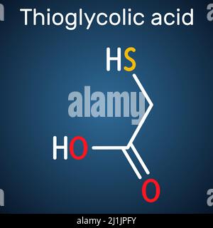 Thioglycolic acid, TGA, mercaptoacetic acid molecule. It is sulfur ...