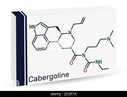 Cabergoline molecule. It is drug, ergot derivative, dopamine receptor ...