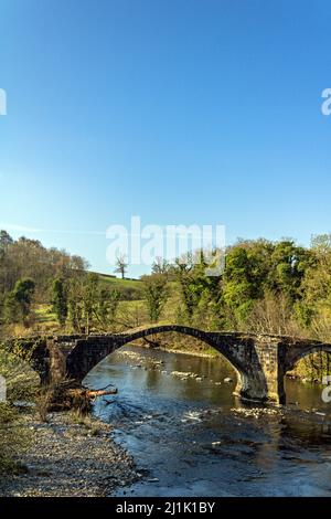 The old Cromwell’s Bridge, Over The River Hodder, Lancashire Stock ...