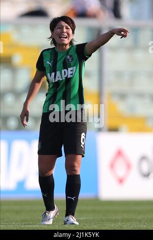 Mana Mihashi (U.S. Sassuolo) gestures during Inter - FC Internazionale ...