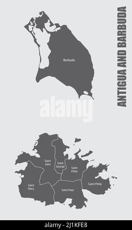 Antigua and Barbuda Blank Vector Map Isolated on White Background. High ...