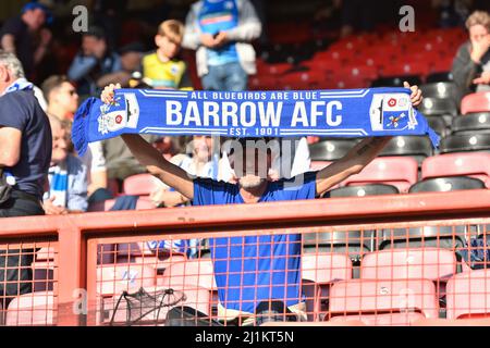 LONDON, UK. MAR 26TH Barrow fans during the Sky Bet League 2 match ...