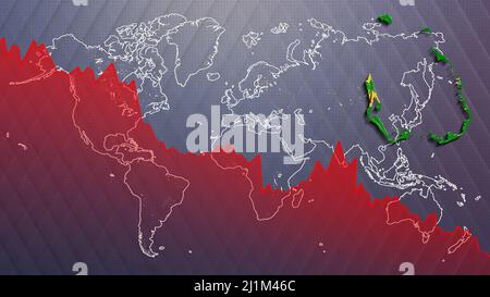 Map of Cocos Islands, flag map, National colors background Stock Photo ...