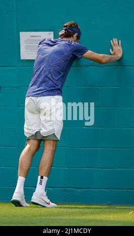 March 19, 2022 Taylor Fritz reacts to winning the first set against ...