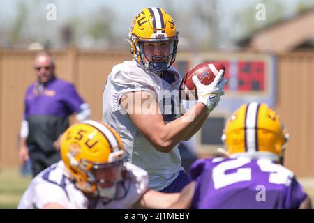 March 26, 2022: LSU tight end Kole Taylor (87) brings in a pass during ...