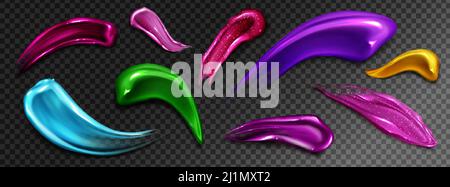 Cosmetic swatches, smudges of liquid gloss for makeup palette isolated ...