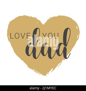 Love you dad hand drawn lettering with baby and parent Dino characters ...