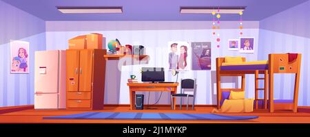 Dormitory room sharing flat vector illustration Stock Vector Image ...