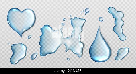 Water spills isolated on transparent background. Vector realistic set ...