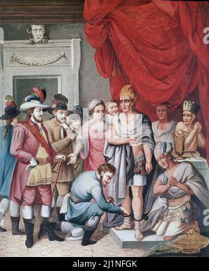 MOCTEZUMA II. ULTIMO EMPERADOR AZTECA. 1466-1520. GRABADO DE " LAS ...