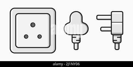 power outlet plug indian type d power strip extender vector flat ...