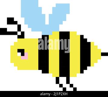 Bee pixel art 8 bit pattern seamless. pixelated honeybee 8bit vector ...
