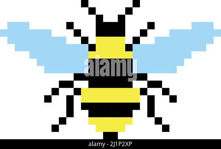 Bee pixel art 8 bit pattern seamless. pixelated honeybee 8bit vector ...