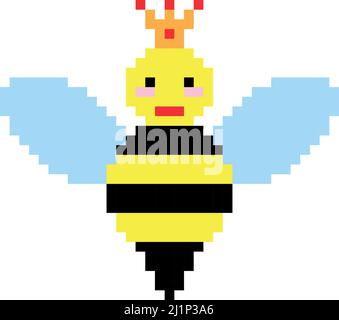 Pixel 8 bit bee. Animal game assets in vector illustration Stock Vector ...