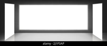 Lightbox screen, tv or cinema blank television monitors on dark wall ...
