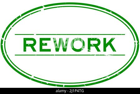 Grunge green rework word rubber seal stamp on white background Stock ...