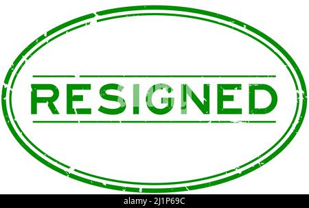 Grunge green resigned word rubber seal stamp on white background Stock ...