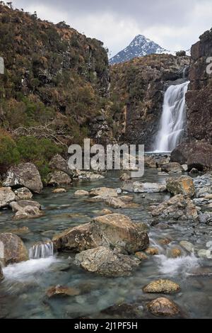 Waterfall in front of Sgurr nan Gillean Cuillin Hills Isle of Skye ...