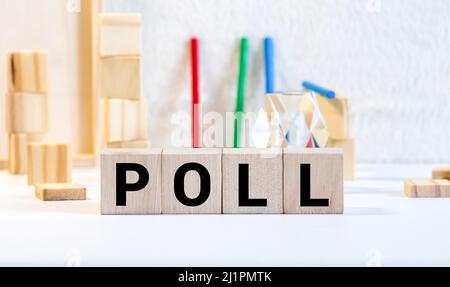 Letter block in word poll on wood background Stock Photo - Alamy